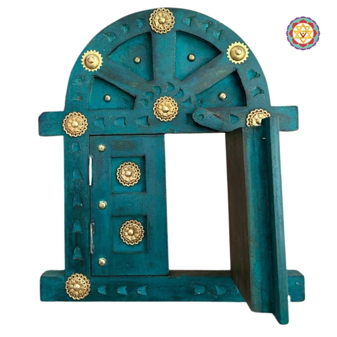 Wooden & Brass Decorative Wall Window | Pretty Homes India