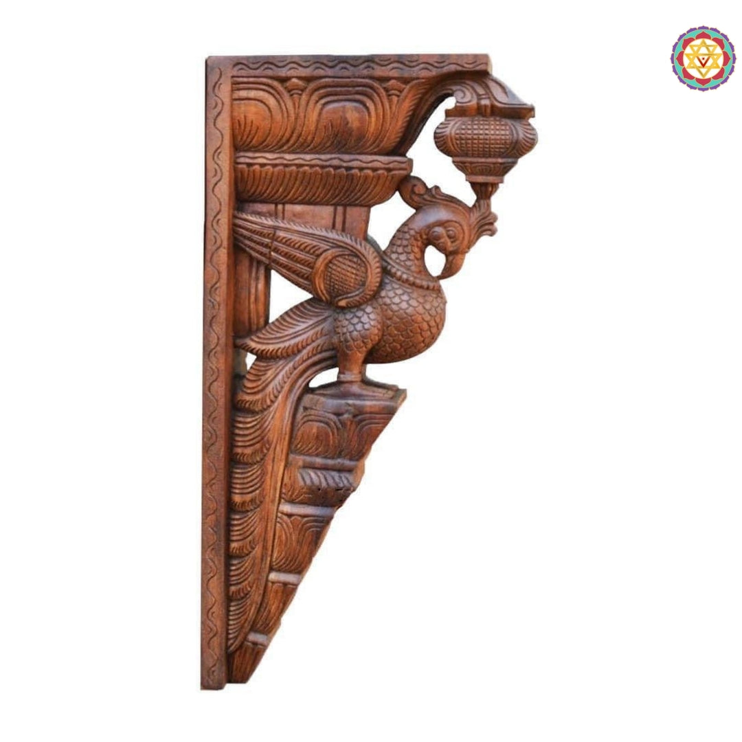Handcarved Wooden Parrot Wall Bracket | Pretty Homes India