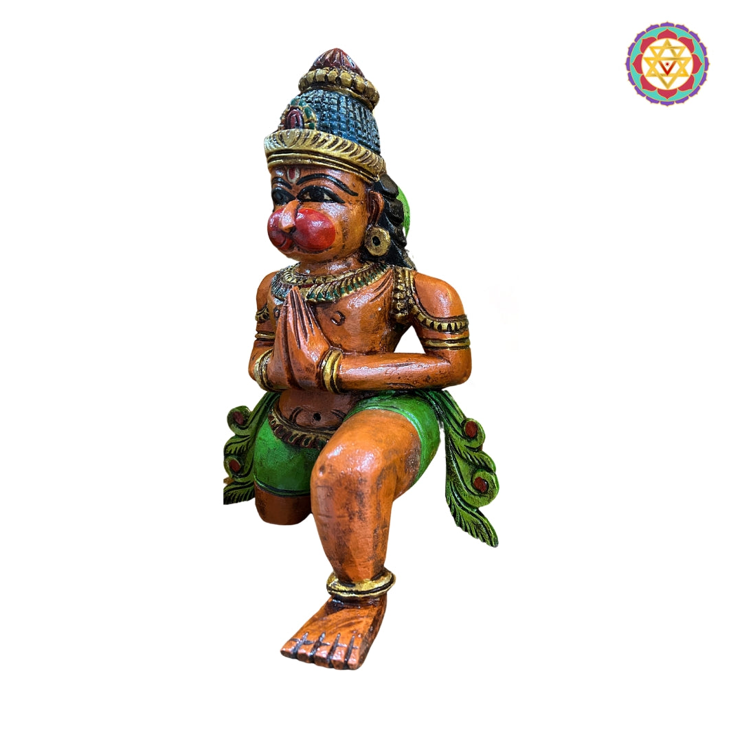 Woodcarved Sitting Hanuman sculpture. – Pretty Homes India